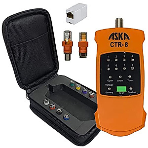 ASKA COM 8-Way Coaxial Cable Mapper Locator Toner Tracer, Circuit Tester, Coax Wire Continuity Tracer, Coax Explorer for Locating RG6 RG59 Coax Cable LAN Cable, Include Battery & 3 RJ-45 Adapters