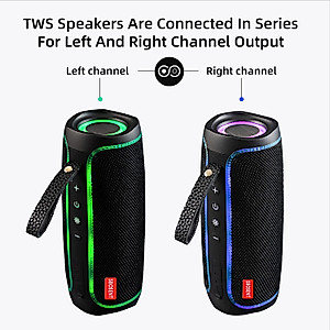 Bluetooth Portable Speaker,Wireless Bluetooth Speakers V5.1USB Card,Micro SD Card,Bluetooth Speaker with Lights,Wireless Speakers with Bluetooth for Outdoor,Indoor,Travel,Beach,Camping (Silver)