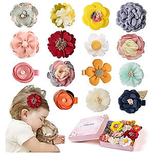 15 Pack Baby Girls Hair Clips Hair Bows Fully Lined Non Slip for Fine Handmade Hair Accessories for Newborn Infant Toddler Kids