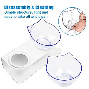 UPSKY Cat Bowls Elevated Cat Food Water Bowls Set, 15° Tilted Raised Cat Bowls, Anti Vomiting Cat Dish Pet Feeder Bowls with Stand for Indoor Cats and Small Dogs