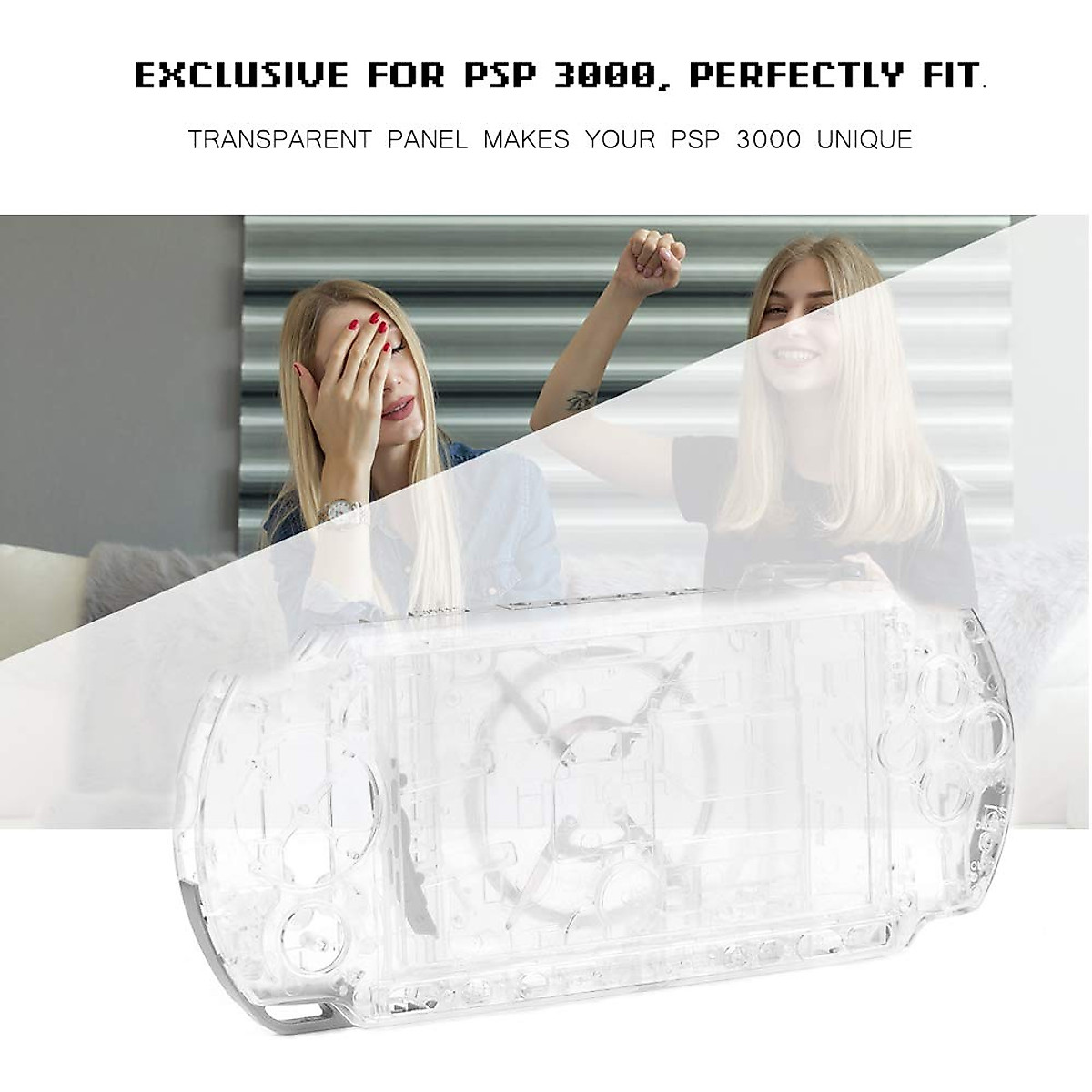 Replacement Full Housing Console Game Shell Case Cover Back Repair Parts for PSP 3000 ,Playstation Portable 3000 System , Shock Absorption and Anti Scratch Design Silver