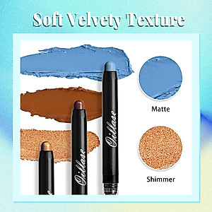 Oillase 12 PCS Eyeshadow Stick Sets with Smudge Proof Eyeshadow Primer Base, Waterproof Glitter Eyeshadow Pen with Soft Brush, Cream Eye Shadow Stick Makeup, Shimmer and Matte Eyeshadow Pencil Crayon