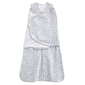 HALO 100% Cotton Sleepsack Swaddle, 3-Way Adjustable Wearable Blanket, TOG 1.5, Confetti Mickey Grey, Small, 3-6 Months