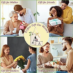 AUNOOL Personalized Tote Bags for Women Makeup Bag with Zipper, Monogram Tote Bag for Bridesmaid Wedding Day Bachelorette Shower Party, Suitable for Travel Holiday Shopping Picnic Letter A