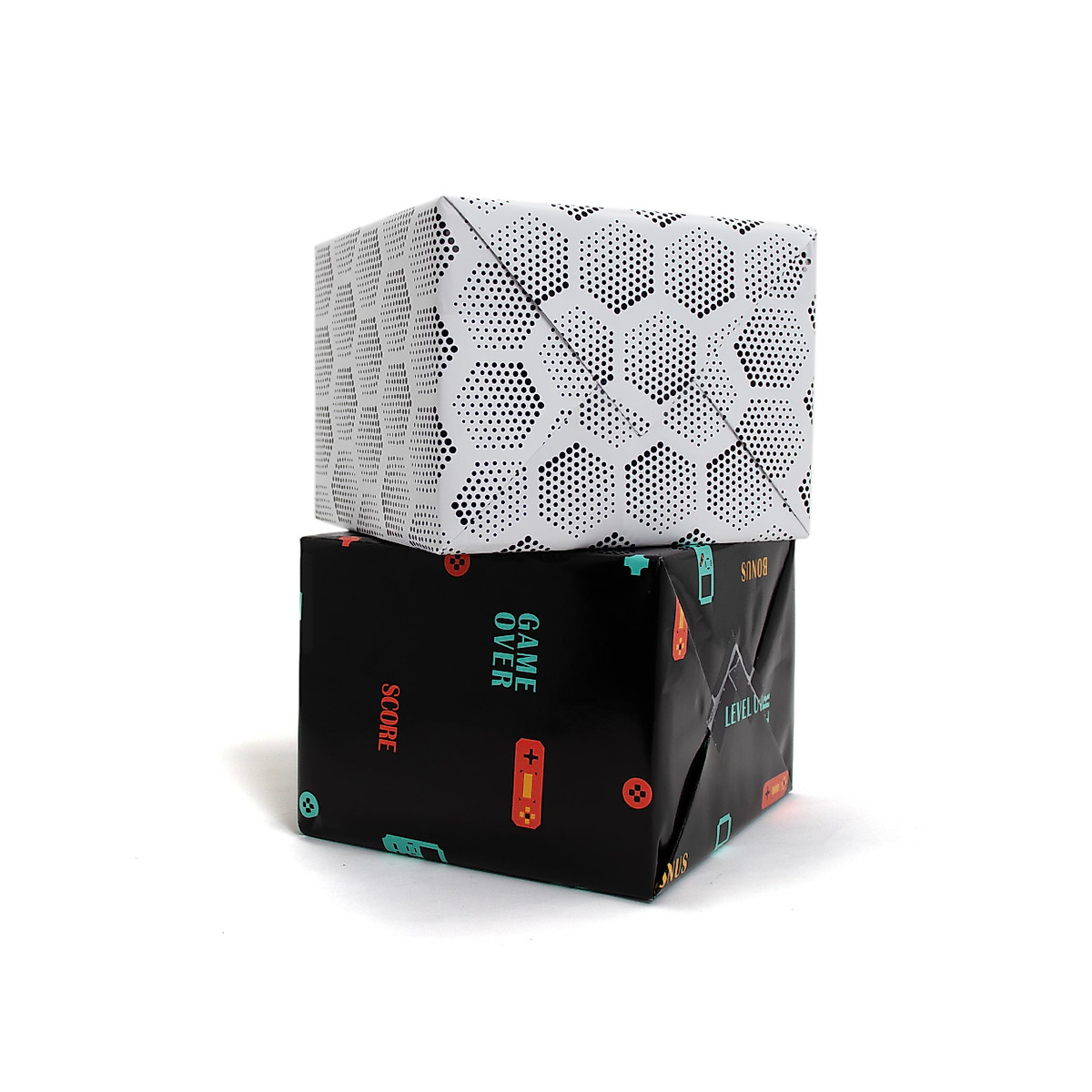 All Occasion Gift Wrapping Rolls, 2 Pack Paper Glitter Shiny Strong Thick Quality Modern Patterns for Birthday Holiday Presents Boys Girls Adult Christmas Bundle Xmas Bulk (Video Game Design)