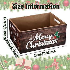 Namalu Christmas Hot Cocoa Bar Storage Box Wooden Crate with Handles Hot Cocoa Decorative Rustic Farmhouse Wood Basket Christmas Wood Storage Bins Organizer Bucket for Xmas Candy Dish Home (Wood)