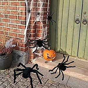 Anditoy 4 Pack Halloween Spiders Giant Fake Scary Hairy Spider for Halloween Decorations Outdoor Halloween Decor Indoor Yard Party Decoration