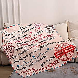 DANUBEE Gifts for Mom Blanket, Mothers Day I Love You Mom Gifts from Daughter or Son for Mother, Mom Birthday Gifts Unique, Best Mom Ever Gifts, Happy Birthday Mum Gift Ideas, Throw Blanket 50" x 60"