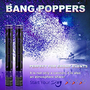Confetti Cannons Confetti Poppers,15 Inch Purple Party Poppers Confetti Shooters, WORKKEEP Violet Confetti Pop for Birthday Wedding Celebration Graduate Decorations Air Powered Confetti Gun