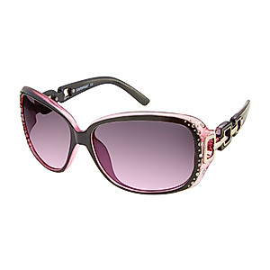 SOUTHPOLE Women's 1017SP Rectangular Sunglasses, Black & Pink, 62 mm