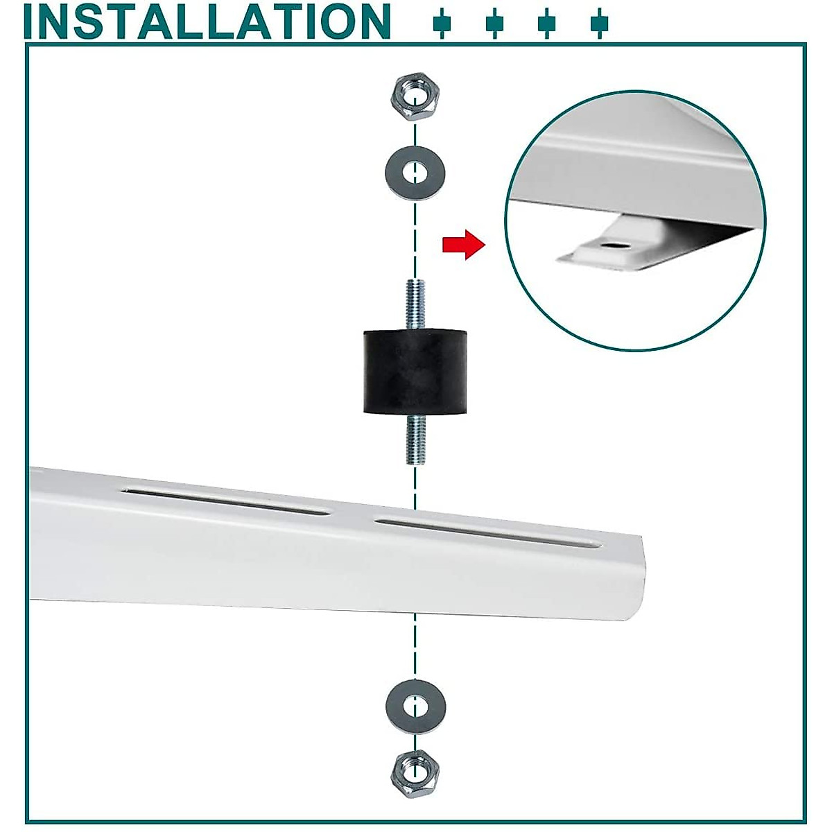 Daisypower Air Conditioner Rubber Vibration Mounting Bracket,M8 Anti-Vibration Isolator Pads for Outdoor Ductless Mini Split Units AC Condensers