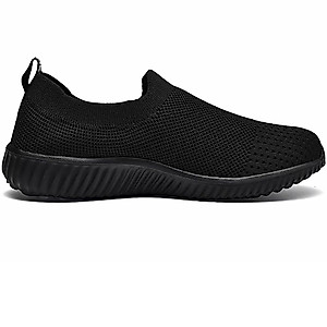 LANCROP Women's Walking Nurse Shoes - Mesh Slip on Comfortable Sneakers 5 US, Label 35 All Black