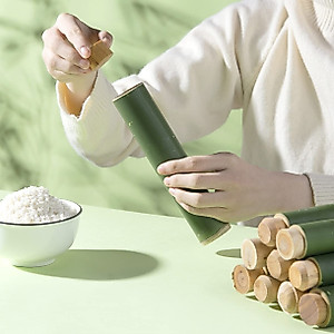 WellieSTR (Outer Dia.3~3.5cm 10Sets Fresh Handmade Natural Mini Bamboo Wrapped Sticky Rice Steamer,Chinese Snack Tool, Banboo Tubes,Zongzi ZhuTongFan