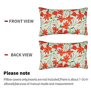 Pyonic Outdoor Pillows Cover Pack of 2 Floral Waterproof Throw Pillow Covers 12X20 inch Outdoor Lumbar Pillows for Patio Furniture Garden Outdoor Waterproof Throw Pillows