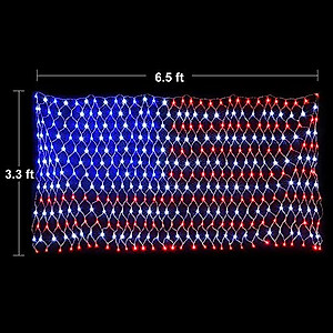 Joiedomi 420 LED American Flag Lights Outdoor, Waterproof Light Up US Flag Net Lights Christmas Decorations for Roof Camper, Yard, Garden, Independence Day, July 4th, National Day, Holiday, Party