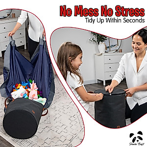 Toy Storage Basket and Playmat - Large Toy Blanket Storage Mat with Zippers - Slide Away Canvas Bag Storage Bin - Sturdy Kids Storage Baskets & Mat - Toy Bag Play Mat For Girls & Boys, Dark Charcoal