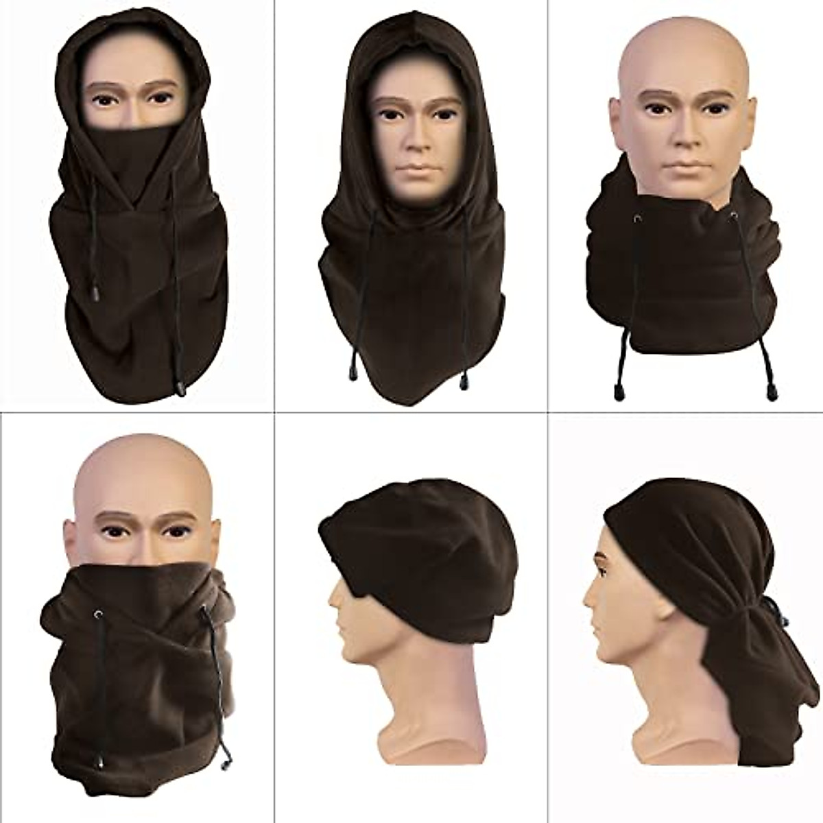 BINE Mens Winter Hat Cold Weather Face Mask Balaclava Hood Outdoor Sports Balaclava Windproof Brown