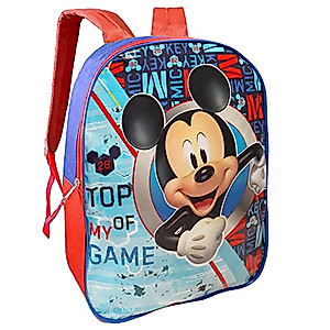 Mickey Mouse Backpack for Boys 4-6 Set - 16” Disney Mickey Mouse Backpack for Boys Bundle with Mickey Mouse Water Bottle, Stickers, More | Mickey Mouse School Backpack for Boys
