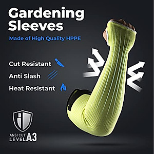 OriStout Cut Resistant Gardening Sleeves with Tumb Hole, Protective Arm Sleeves for Yard Work, Kitchen, Arm Guards for Biting, Pet Grooming, Gardening Gifts for Women, Green, 1 Pair
