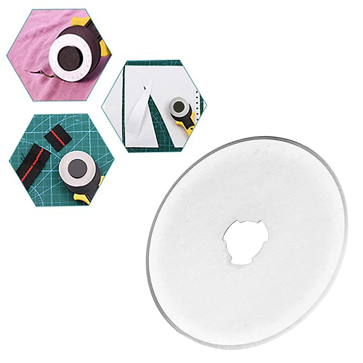 45mm Round Knife Blade Replacement Kit, SKS -7 Material, 6 Layers Fabric Cutting, Suitable for Paper, Fabric, Leather, Rotating Blade for Efficient Cutting
