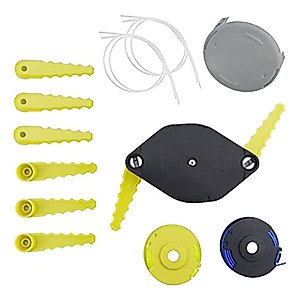 ACFHRL2 AC052N1 2-in-1 Fixed Line and Bladed Head kit Compatible with RYOBI Auto Feed String Trimmers - with String Trimmer Replacement Spool Line & Spool Cap & Serrated Blade - Complete Equipment