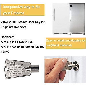 2Pack 216702900 Freezer Door Key for Frigidaire Kenmore AP4071414 PS2061565 AP2113733 AP4301346 PS1991481 06599905 08037402 12849(Metal)
