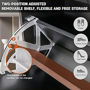 UEV Shoes Storage Cabinet with 3 Flip Drawers & Boot Rack,Freestanding Modern Shoes Organizer with Metal Legs, Black Entryway Shoe Rack Cabinet for Heels,Slippers