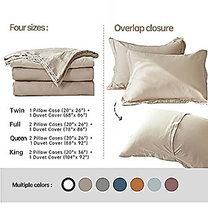 Simple&Opulence French Linen Duvet Cover Set - Full Size(78" x 86")- 3 Pieces (1 Comforter Cover,2 Pillowcases)- Natural Flax Cotton Blend-Solid Color Breathable Farmhouse Bedding-Linen/Beige