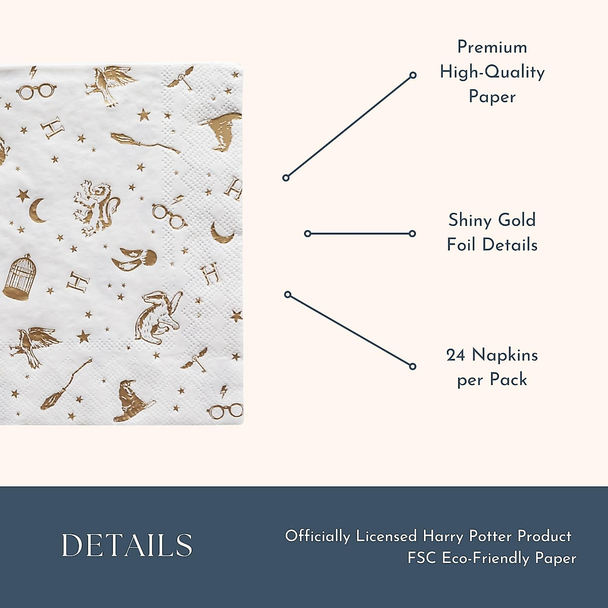 Harry Potter Paper Napkins - Hogwarts™ House Large Paper Napkins | Harry Potter Party Supplies | Table Decor | Gifts for Birthdays, Christmas, and Holidays | 24 Pack (6.5")