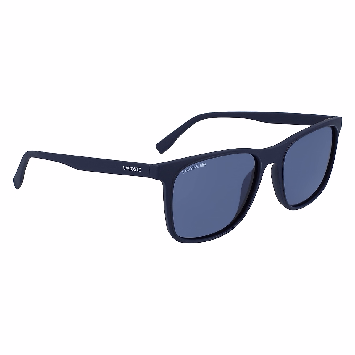 Lacoste Men's L882S Rectangular Sunglasses, Blue/Solid Blue Flash, 55 mm