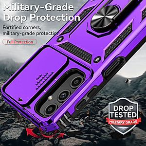 for Galaxy A14 5G Phone Case,Galaxy A14 5G Case,with Screen Protectors and Camera Cover,[Military Grade] 16ft.Drop Tested Cover with Magnetic Kickstand Protective Case for Samsung A14 5G, Purple