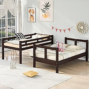 Harper & Bright Designs Twin Over Futon/Full Bunk Bed Convertible Wooden Bunk Beds Couch and Bed for Kids Boys Girl Adults Teens Dorm, No Box Spring Needed (Espresso)