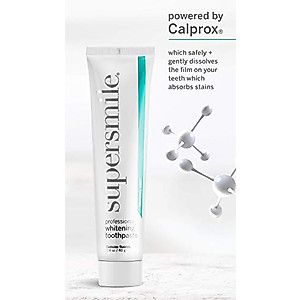 Supersmile Professional Teeth Whitening Toothpaste with Fluoride - Clinically Proven to Remove Stains & Whiten Teeth Up to 6 Shades - Enamel Strengthening - No Sensitivity (Original Mint, 1.4 Oz)