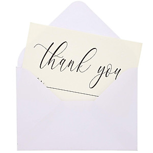 Mini Blank Thank You Gratitude Note Cards with Envelopes (3.7 x 2.5 In, 48 Pack)