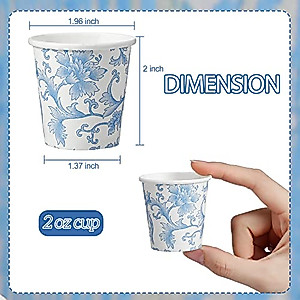 500 Pcs Tasting Paper Cups 2oz Disposable Mouthwash Cup Mini Beverage Drinking Cup Small Snack Cup for Kid Adult Home Bathroom Kitchen Picnic Travel Events Party Supplies Favors (Blue White Porcelain)