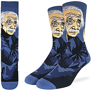 Good Luck Sock Men's Albert Einstein, Thinking Socks, Adult, Shoe Size 8-13