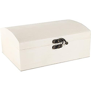 Unfinished Wood Box with Hinged Locking Lid, Wooden Jewelry Box (3 Pack)