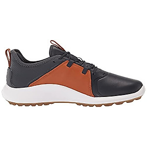 PUMA Men's Ignite Fasten8 Crafted Golf Shoe, Navy Blazer/Gold/Leather Brown, 9.5