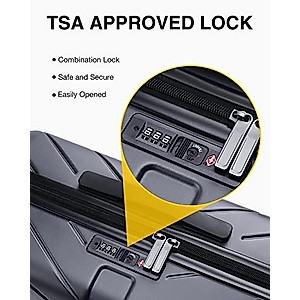 BAGSMART Carry On Luggage 22x14x9 Airline Approved, 1OO% PC Lightweight Carry On Hardside Suitcase, 20 Inch Hard Shell Luggage with Spinner Wheels, Waterproof Rolling Suitcase, Silver Gray