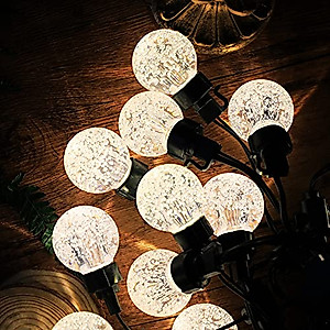 MuDay Globe Outdoor String Lights,25FT Shatterproof Connectable Hanging Light, 20 Crystal Globe G50 Bulbs,Extendable Patio Lights for Backyard, Bistro, Party, Garden(Warm White)