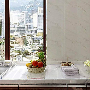 NECAUX Custom Multisize 1.5mm Thick Clear PVC Table Cover Protector - 24 x 48 Inch Water Resistant Plastic Rectangular Vinyl Non-Slip Desk Pad for Coffee Table/Writing Desk