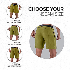 Anthem Athletics Evolflex Gym Shorts Men - 5 Inch 7 Inch 9 Inch Inseam - Men's Shorts Athletic Running Shorts Mens Athletic Shorts Workout Shorts Men Exercise Sports Shorts - Defender Green - Medium