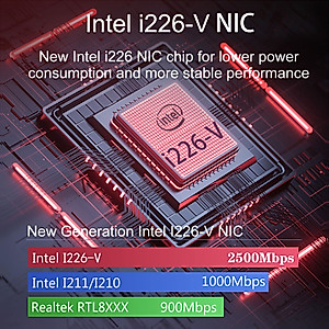 Kikusenko Firewall Micro Appliance, Mini PC Celeron J4125 Quad Core, 4 lntel i226-V 2.5G Nics Ports, AES-NI, Barebone, Soft Router, VPN, 8GB RAM 128GB SSD