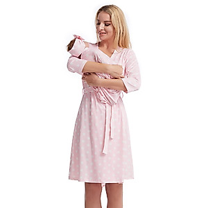 Galabloomer Maternity Robe and Baby Receiving Blanket, Matching Mommy Labor Delivery Robe and Swaddle Set