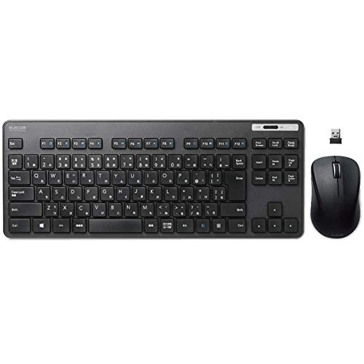 ELECOM Wireless Thin Keyboard/Standard Japanese Layout/Conformity with JIS Standard/Wireless Mouse/Durable/Black/TK-FDM109MBK