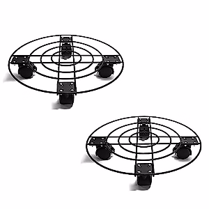 Artermy Plant Caddy with Wheels Rolling Plant Stand, 12'' Heavy Duty Plant Stand Black Tray for Patio Flower Pot,Large Plants Succulent Pots (2 Packs)