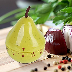 Cute Timers, 2pcs Kitchen Timers for Cooking, 60minutes Mechanical Cooking Timer Mini Pear Fruit Shape Kitchen Timer Cartoon Reminder Alarm Clock Time Manager for Learning Baking Exercise