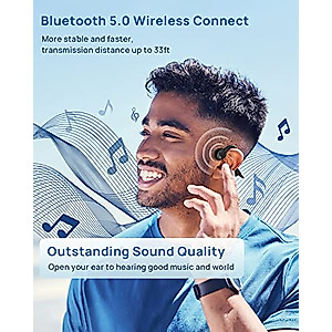 Guudsoud Bone Conduction Headphones Bluetooth,Wireless Open Ear Headphones,Sports Headset Waterproof Sweatproof with Mic Induction Conducting Earphones for Running Cycling Workout Gym Driving-Black