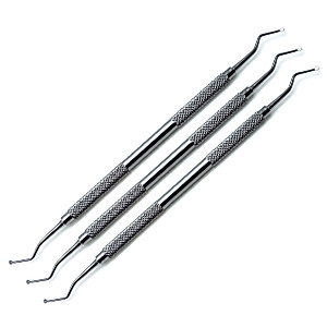 3 Pcs Dental Restorative Excavator 127/128, 2mm Spoon New Double Ended Instrument