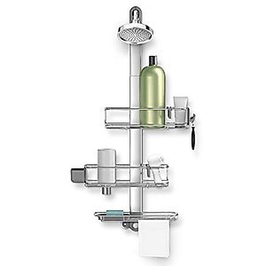 simplehuman Adjustable and Extendable Shower Caddy Large, Stainless Steel and Anodized Aluminum